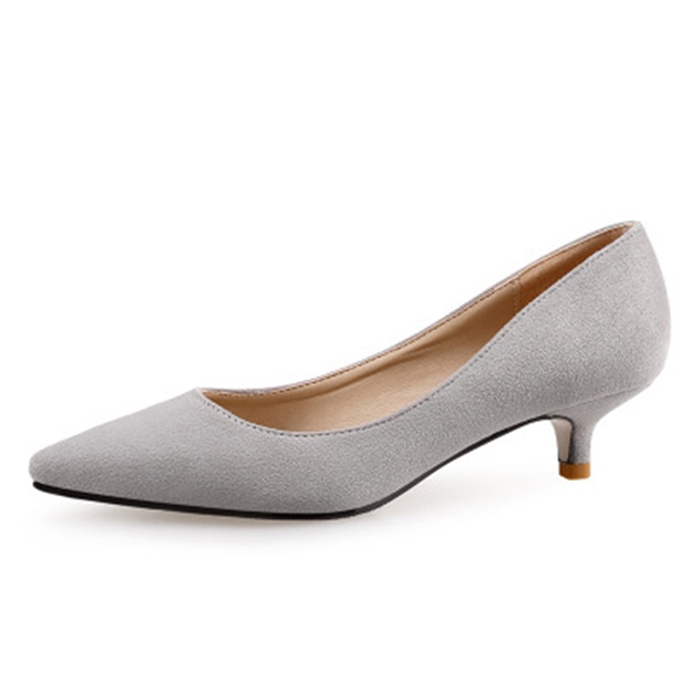 Suede Close Toe Low Heel Office & Career Shoes (S1084919) - Stacees